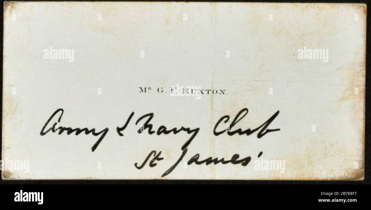 George Frederick Augustus Ruxton business card Stock Photo - Alamy