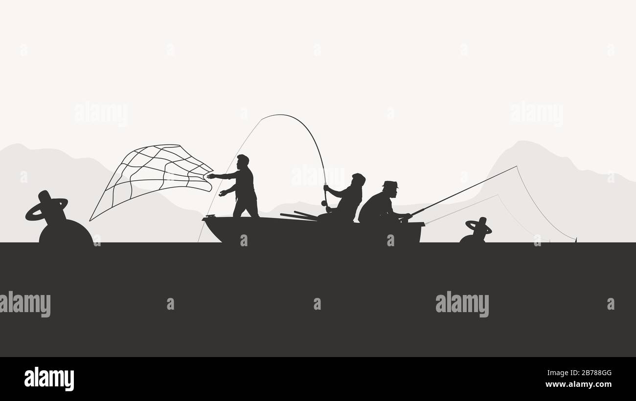 Fishing net boat river Stock Vector Images - Alamy