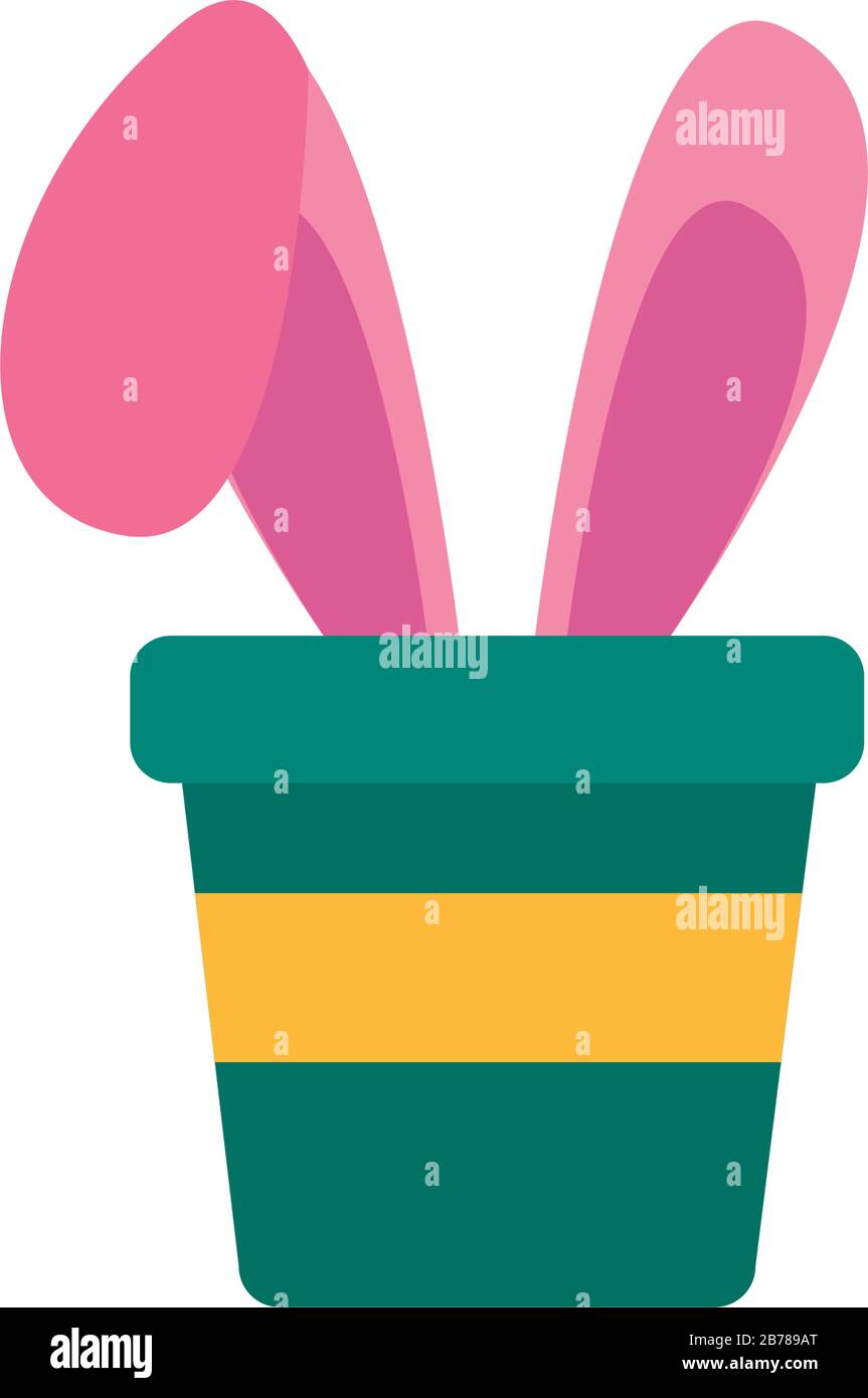 ceramic pot with rabbit ears easter flat style icon Stock Vector Image ...