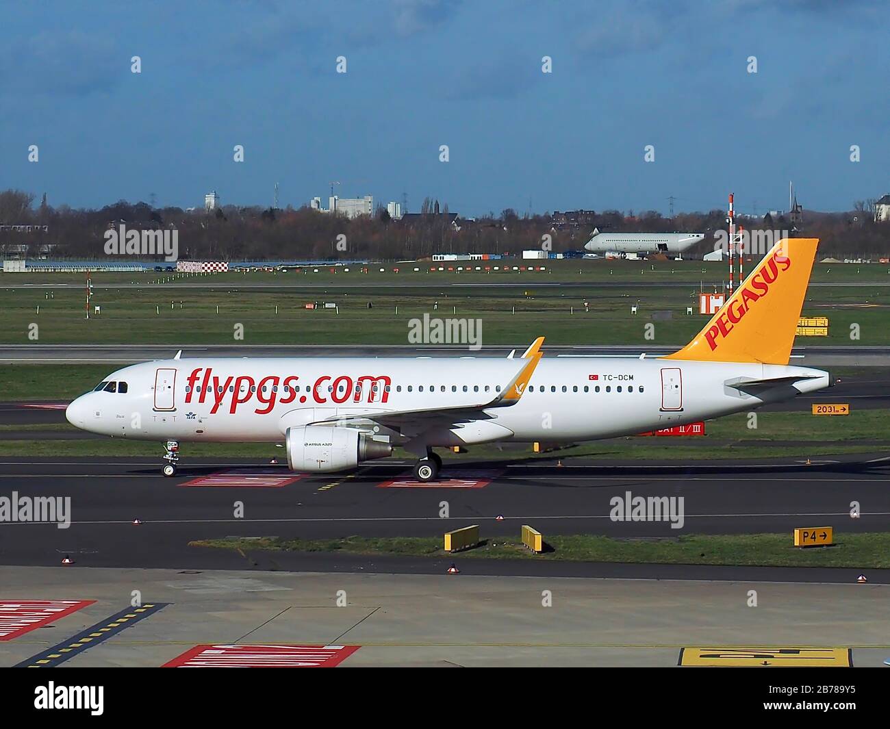 Pegasus airplane at the airport in Duesseldorf in Germany Stock Photo ...