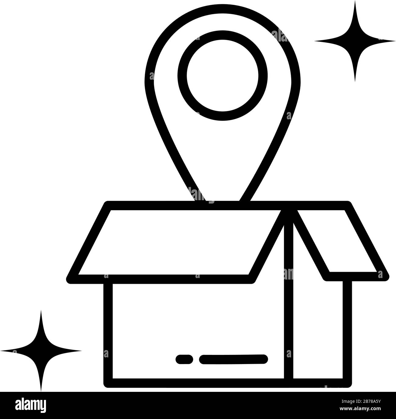 cardboard box with pointer of place , line style icon vector ...