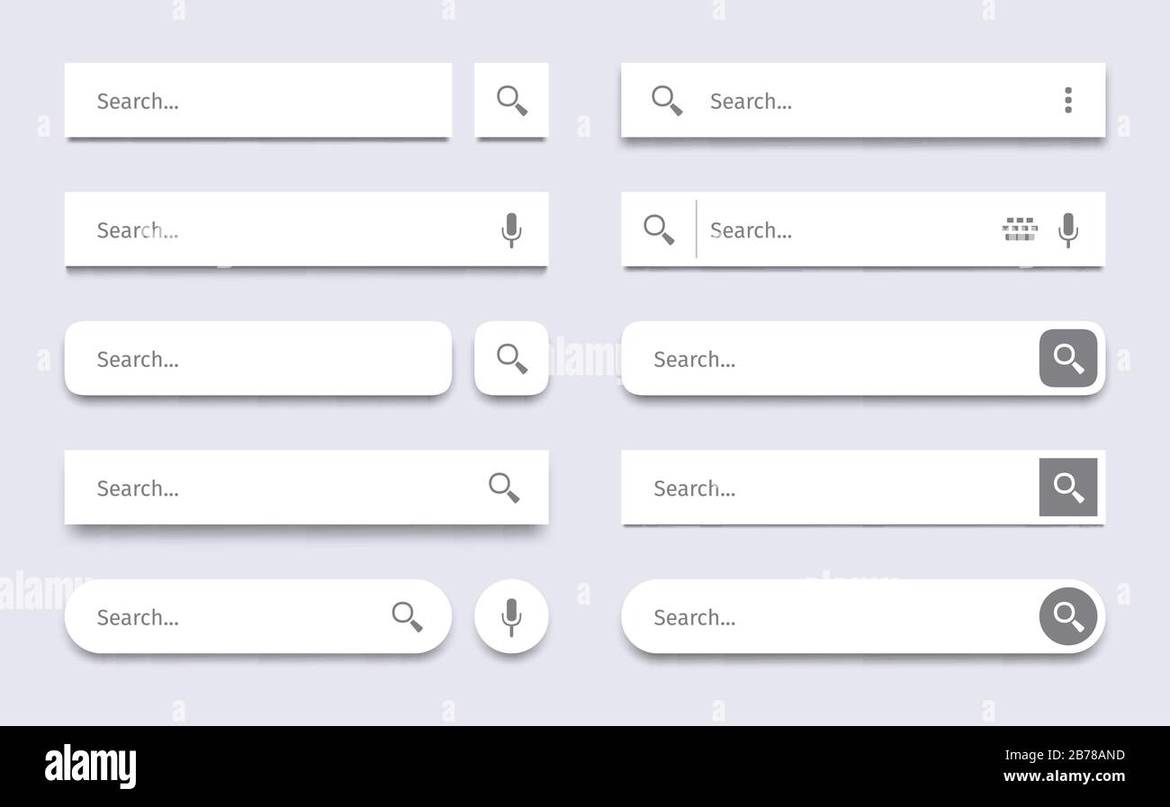 Search bar. Searching panel, website ui bars with shadows and quick search boxes template vector ...