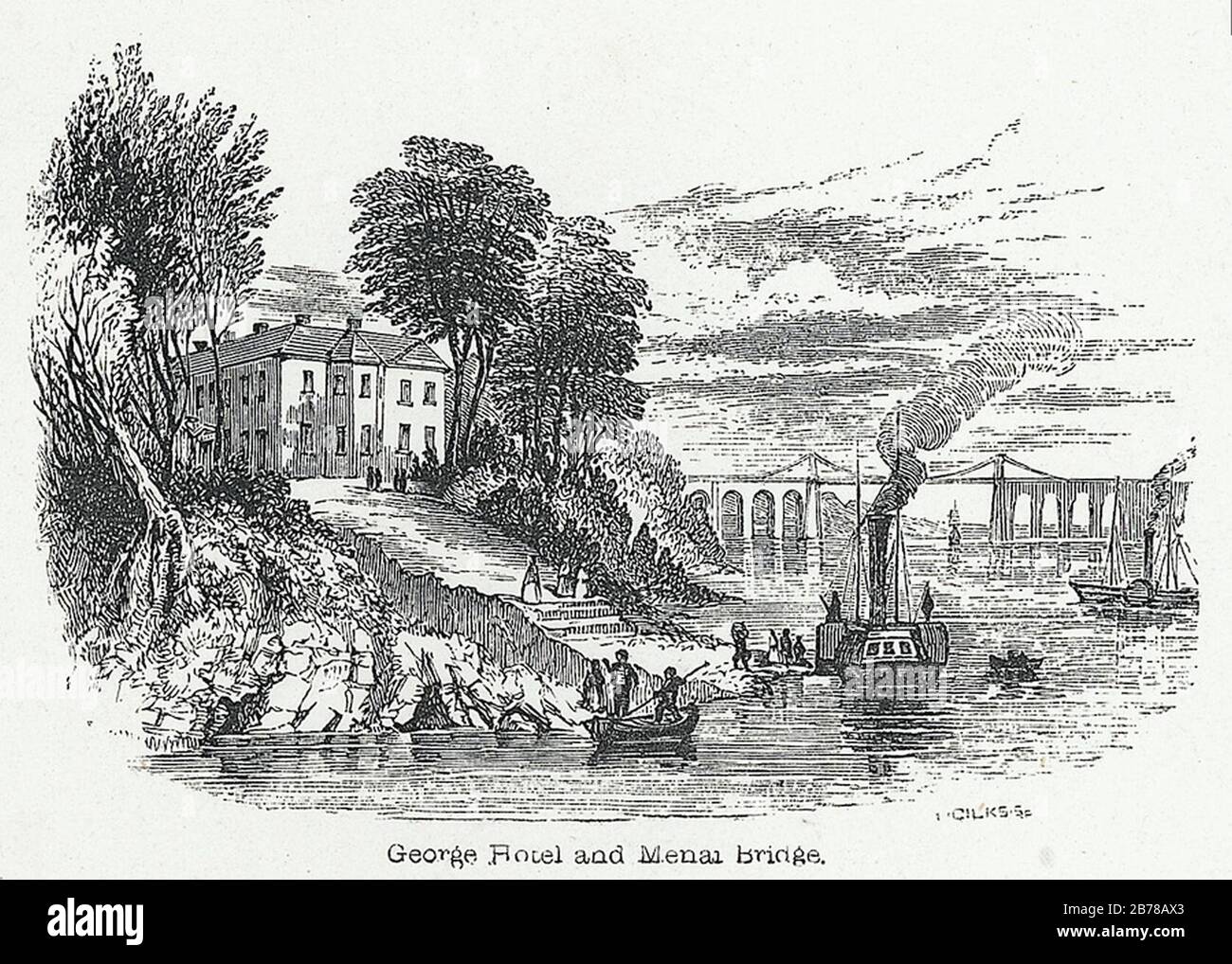 George Hotel and Menai bridge Stock Photo - Alamy