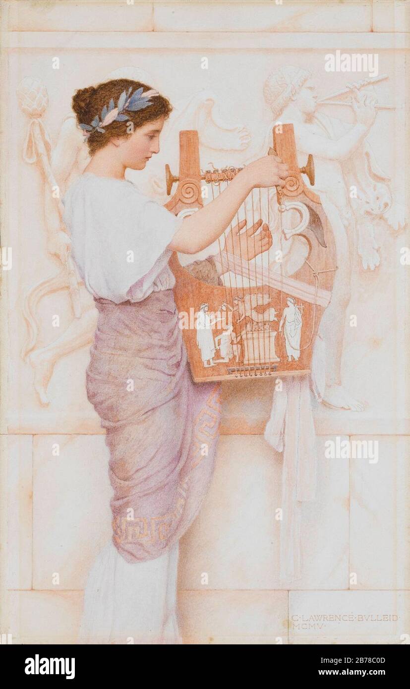 George Lawrence Bulleid, 1905 - Girl with lute Stock Photo - Alamy