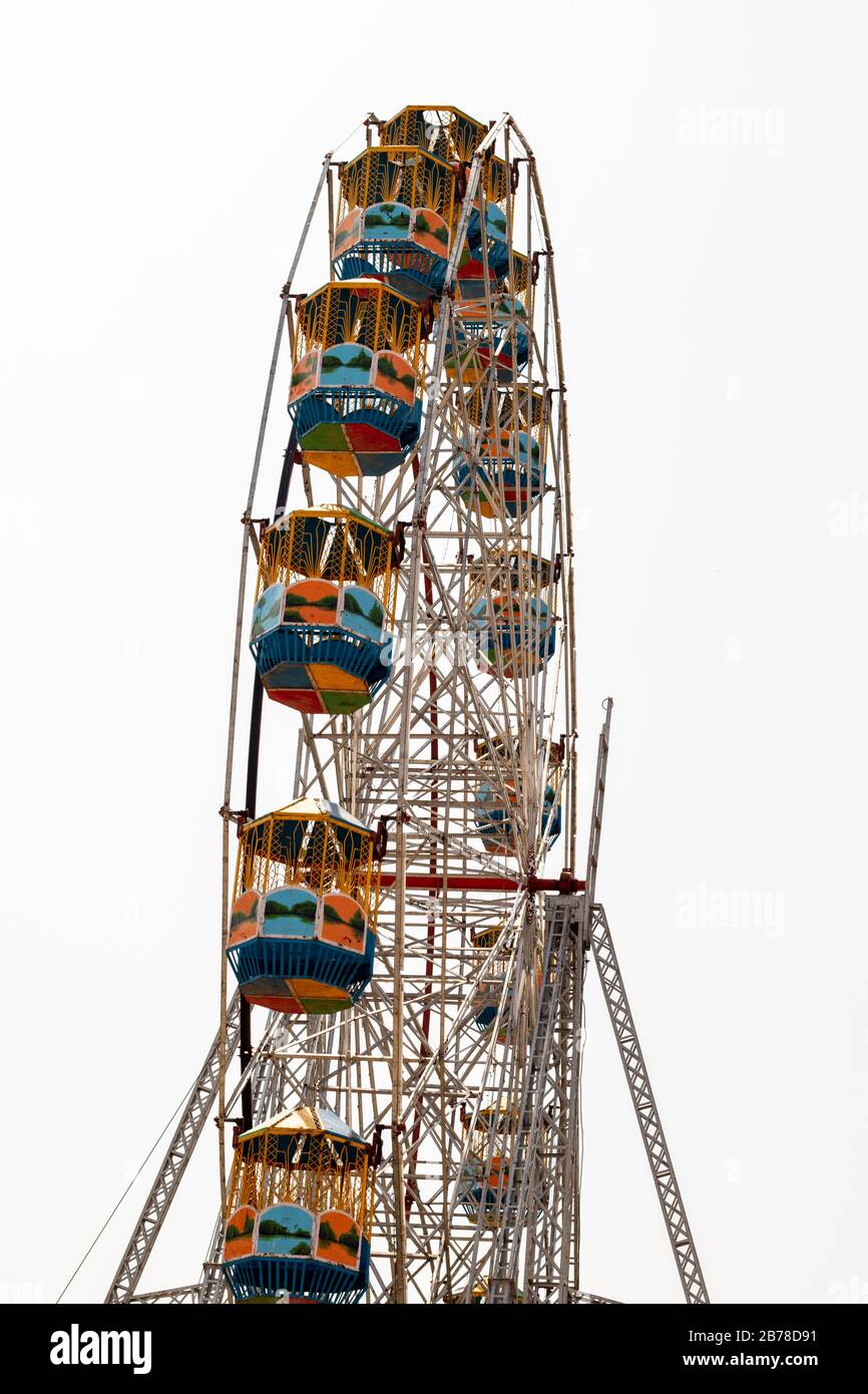 Ferris wheel in amusement park isolated on white background Stock Photo ...