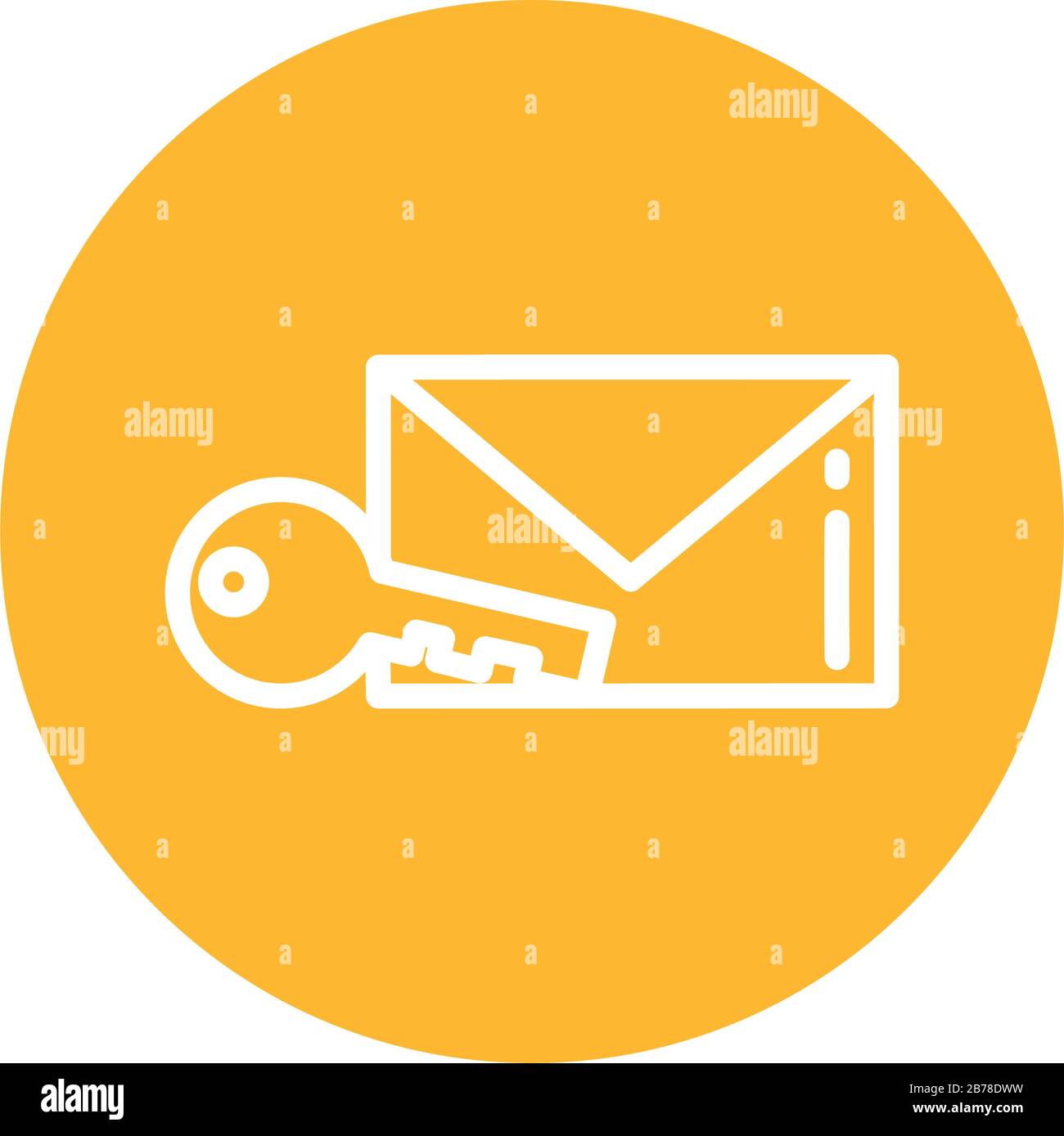 letter with envelope and key, block and flat style icon vector ...