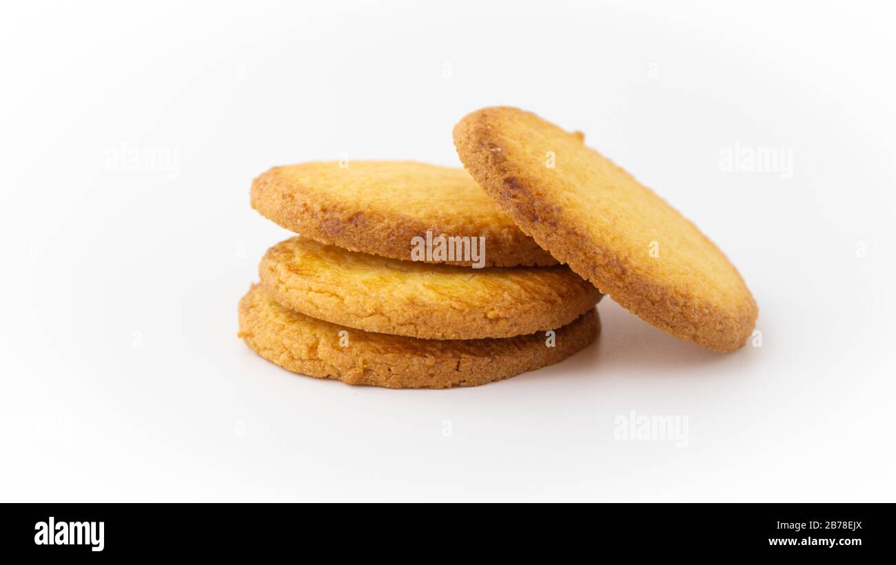 Stack of four round cookies. Bakery, breakfast concept Stock Photo - Alamy