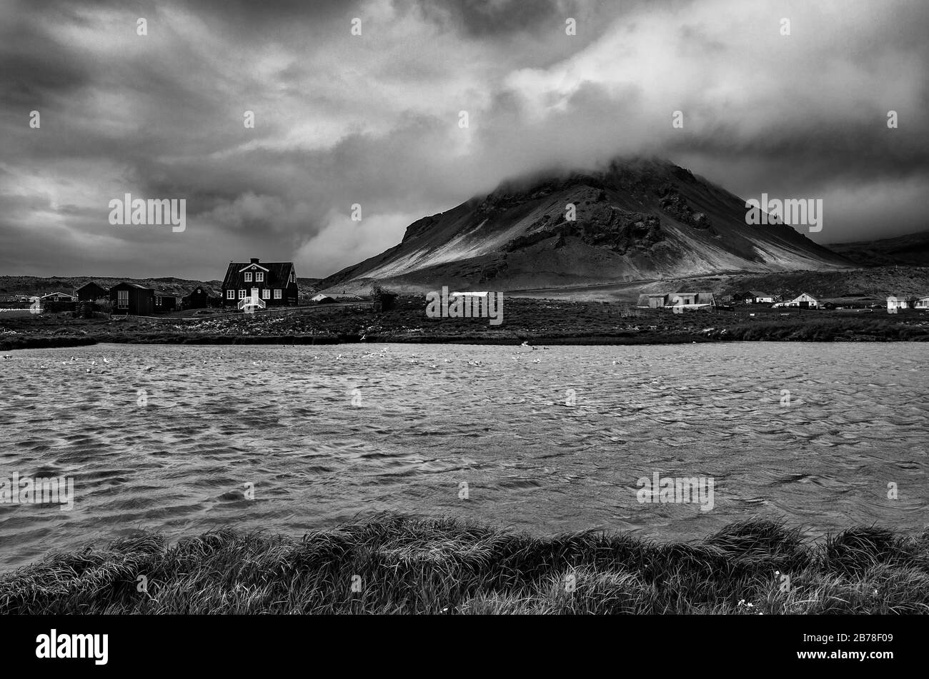 Dramatic Icelandic landscape with a mountain Stock Photo - Alamy