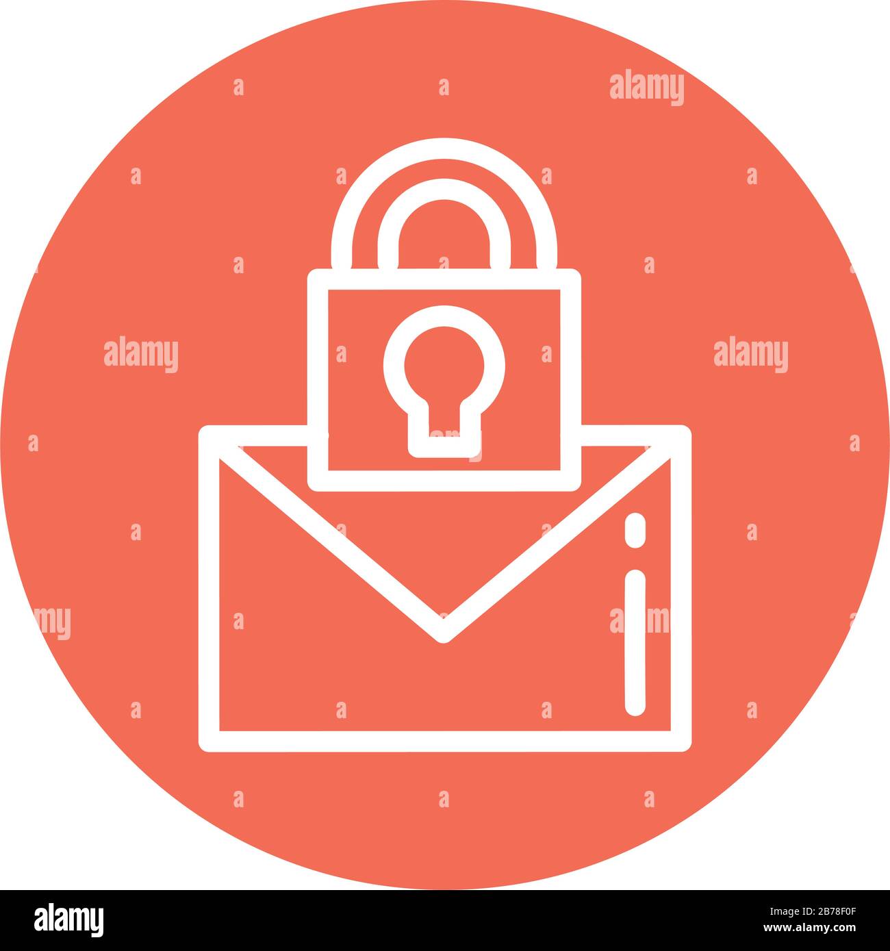 letter with padlock, block and flat style icon vector illustration ...