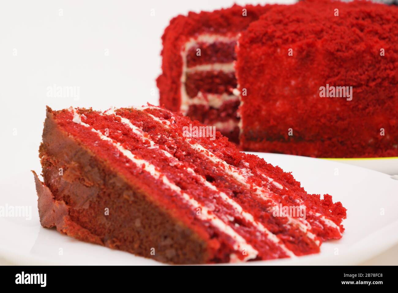 bright red cake called red velvet isolated on a white background Stock ...