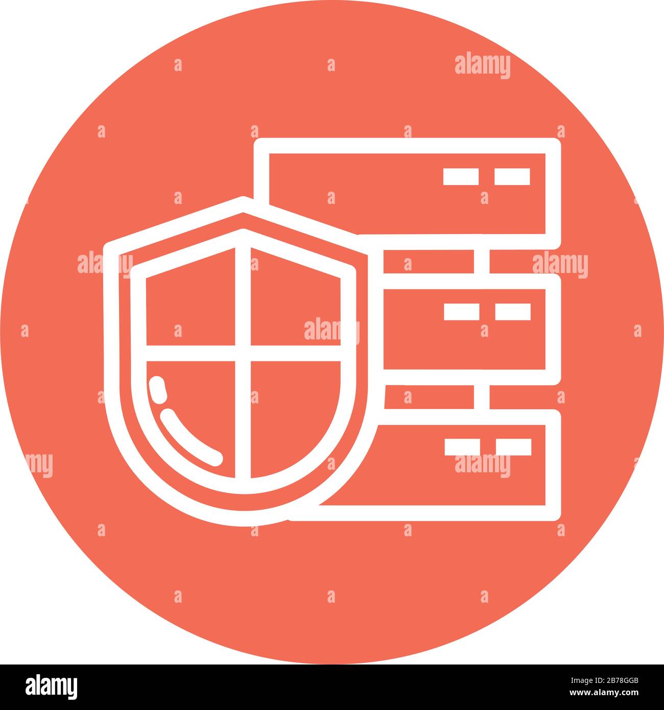 shield with database, block and flat style icon vector illustration ...