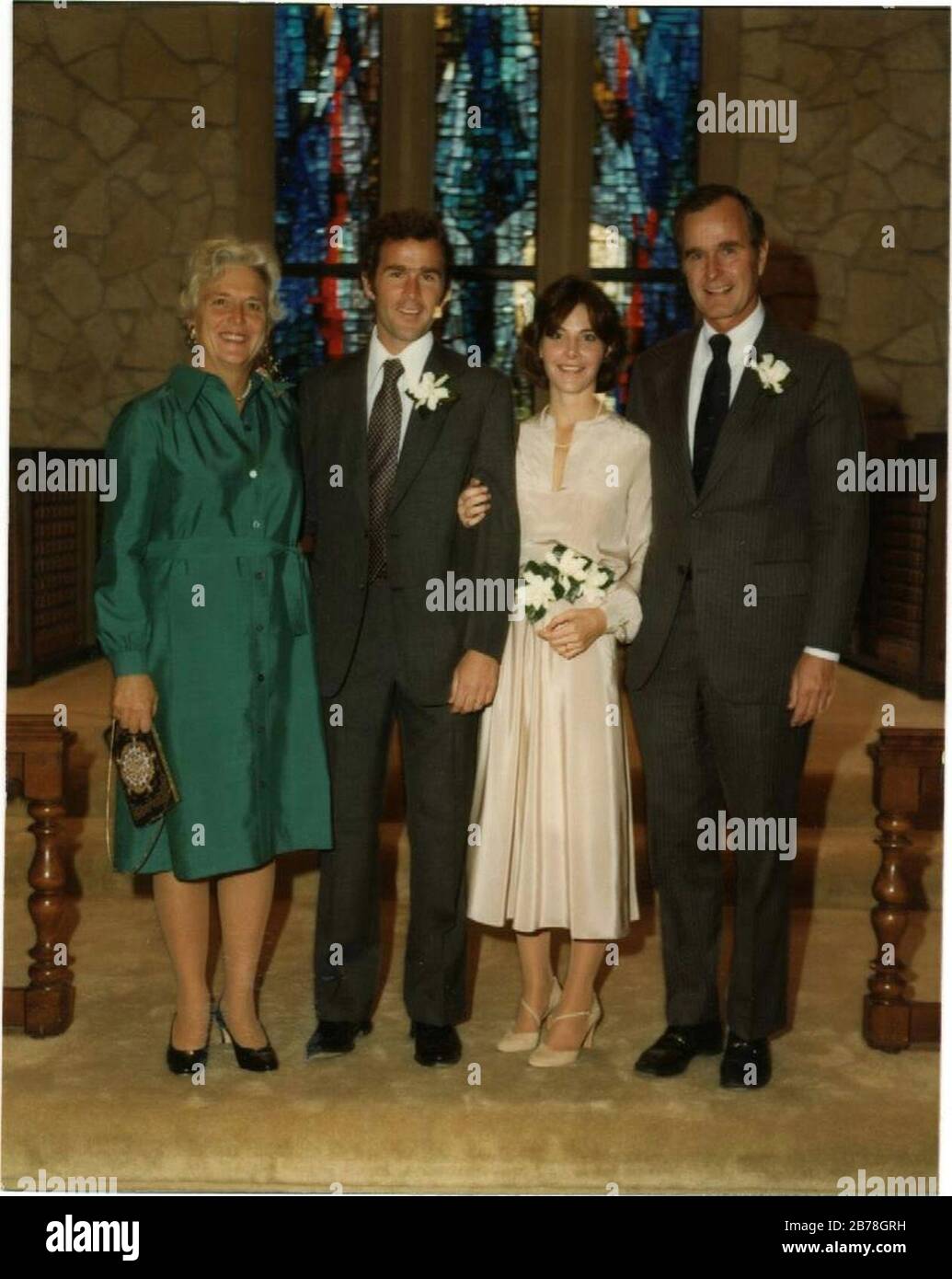 George W. Bush and Laura Bush at Their Wedding with George H. W. Bush ...