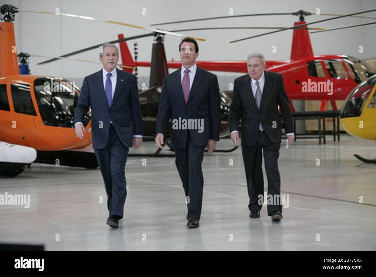 George W. Bush Arnold Schwarzenegger and Frank Robinson Stock Photo - Alamy