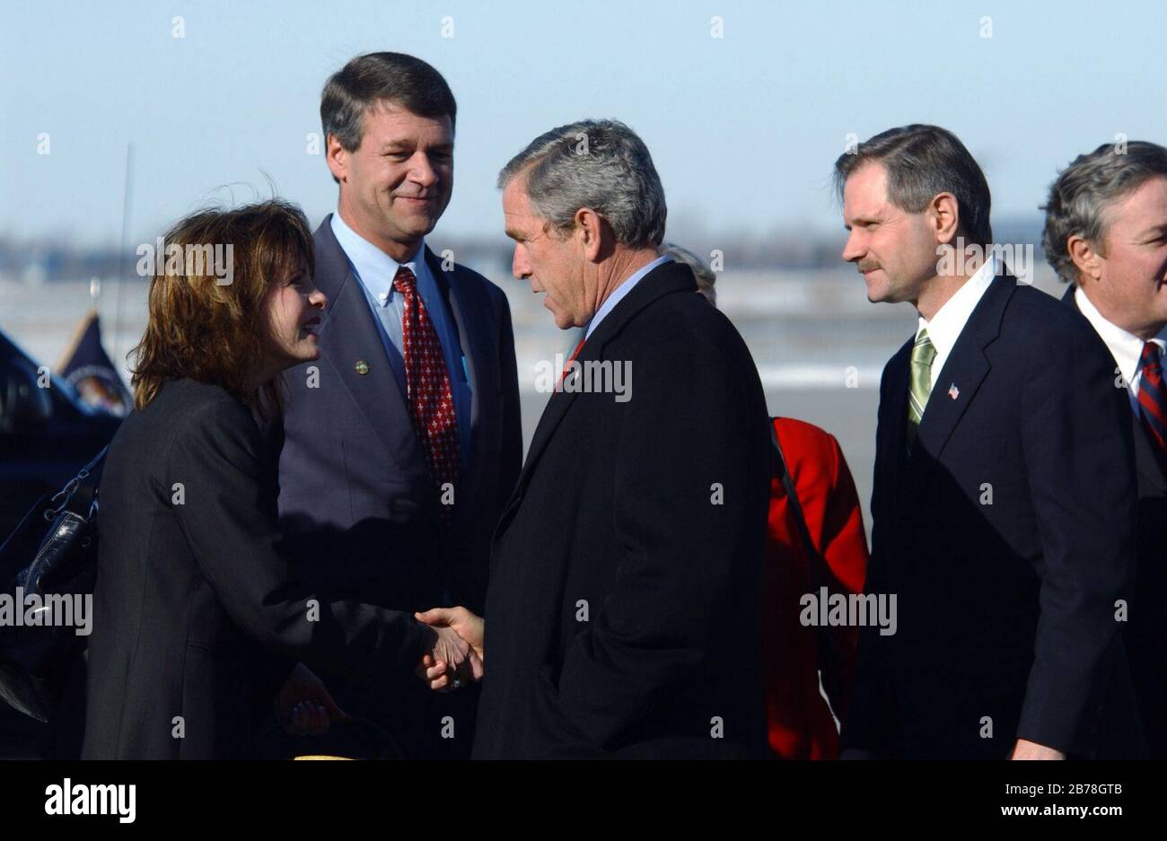 George W. Bush with John and Mikey Hoeven Stock Photo - Alamy
