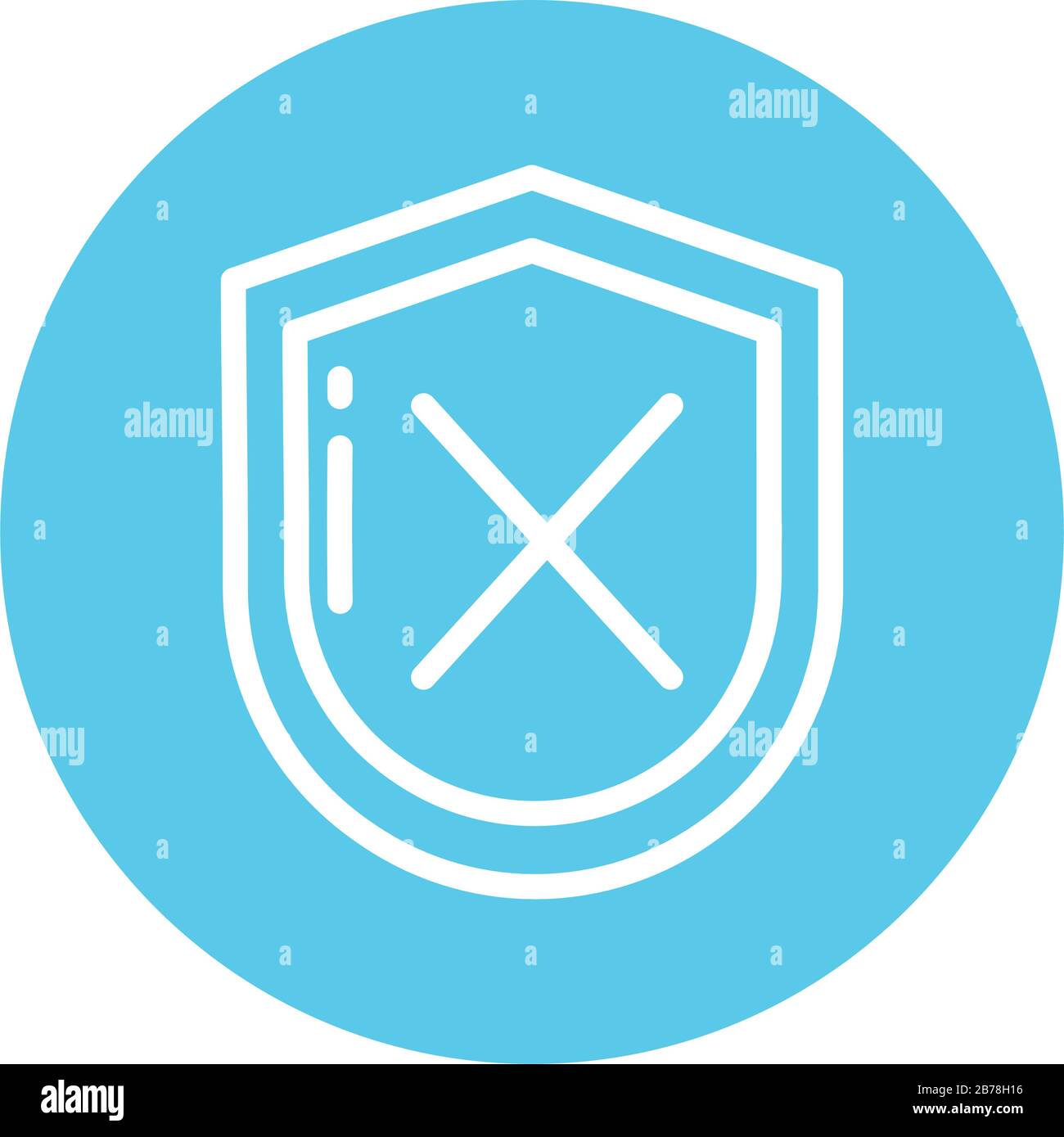 shield with x, block and flat style icon vector illustration design ...