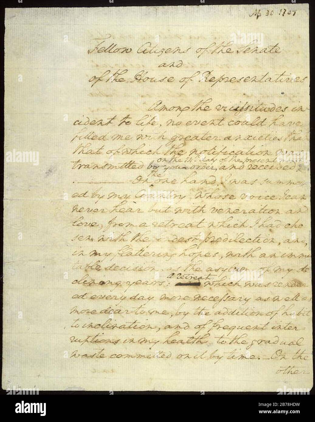 George Washington First Inaugural Address Stock Photo - Alamy