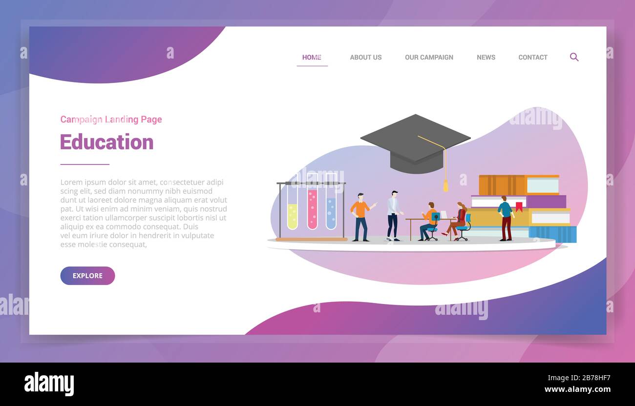 school or education for website template or landing homepage design ...