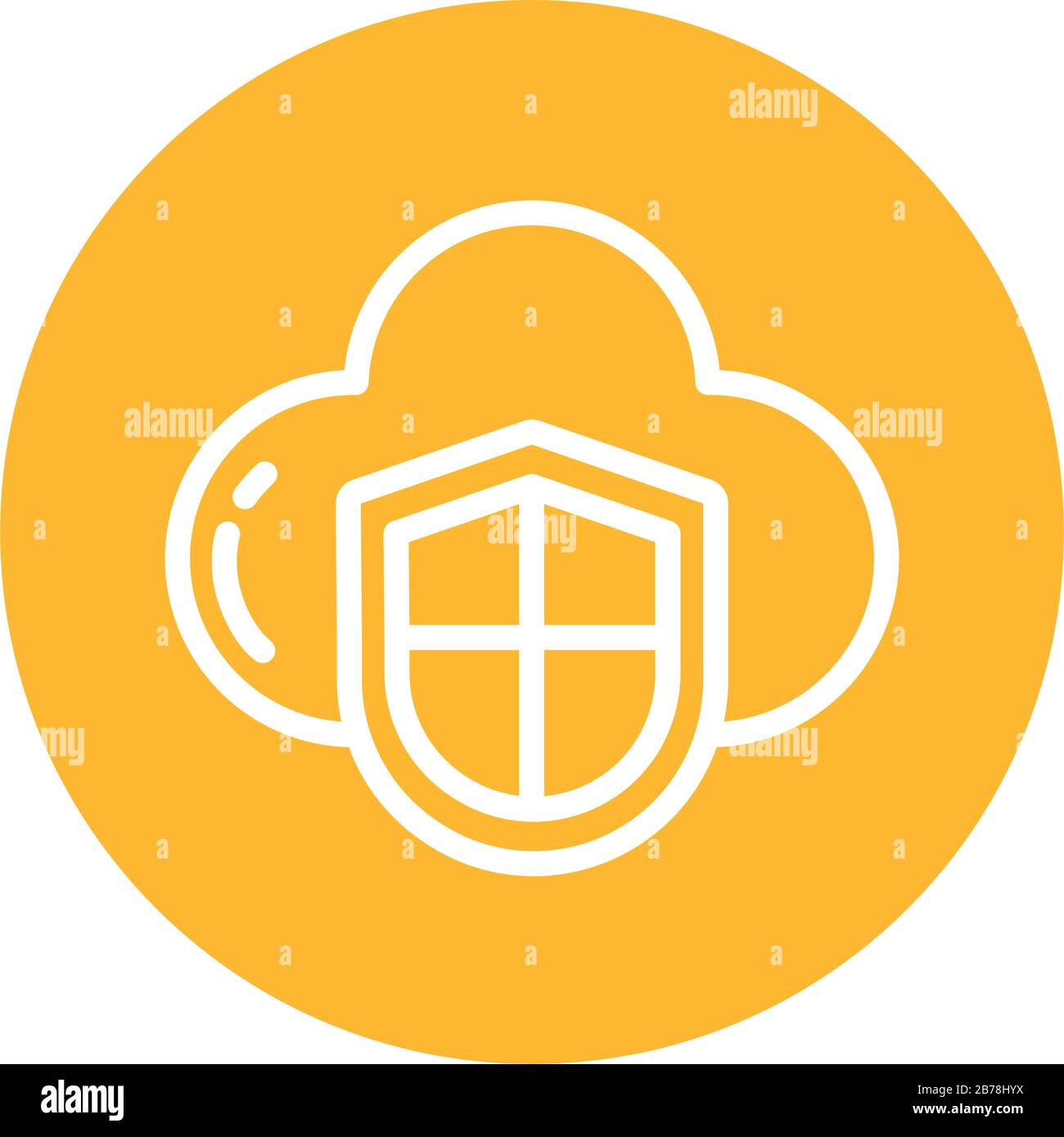 shield with cloud, block and flat style icon vector illustration design ...