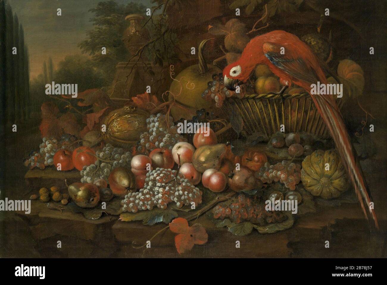 George William Sartorius - Still life with fish and a parrot Stock ...