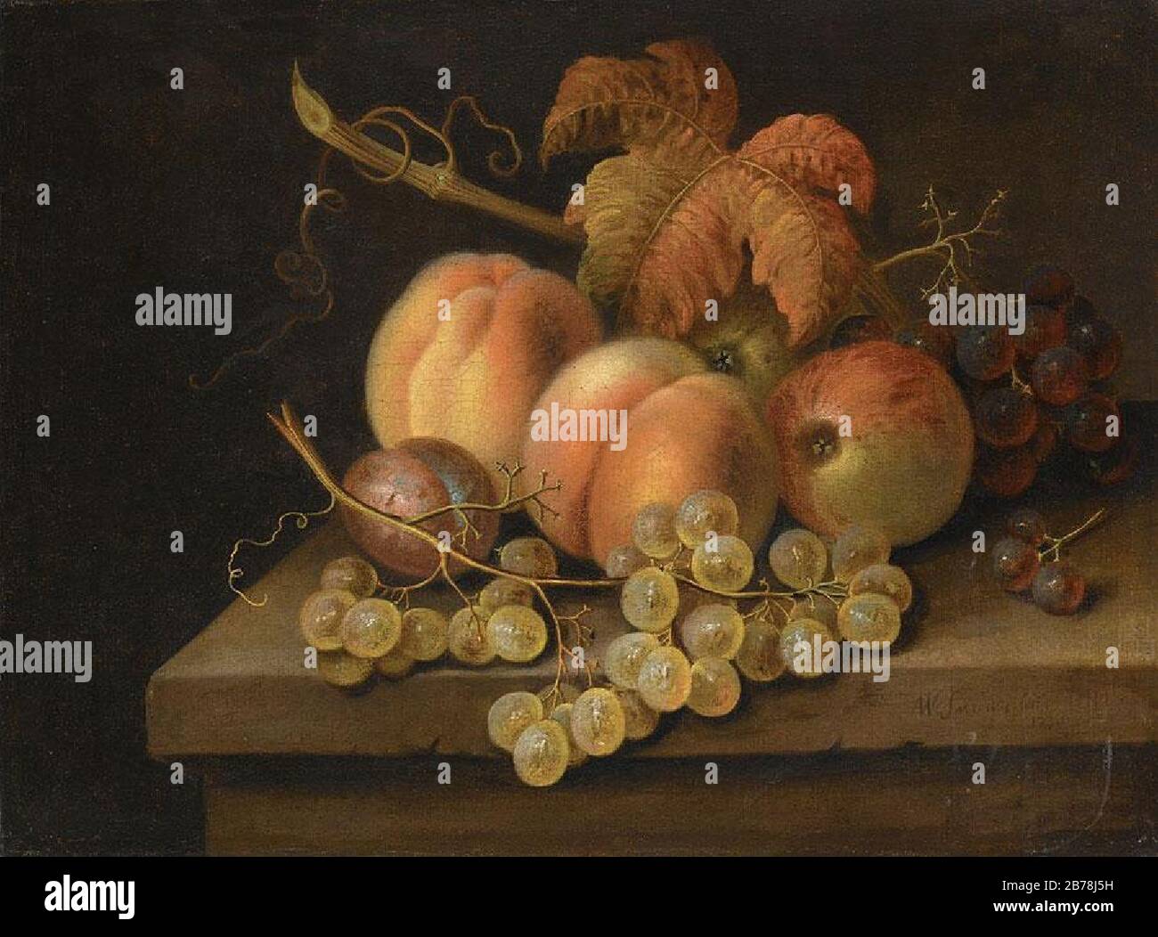 George William Sartorius - Still life with peaches, apples...etc Stock ...