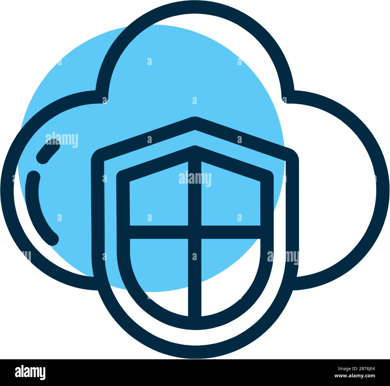 shield with cloud, line style icon vector illustration design Stock ...