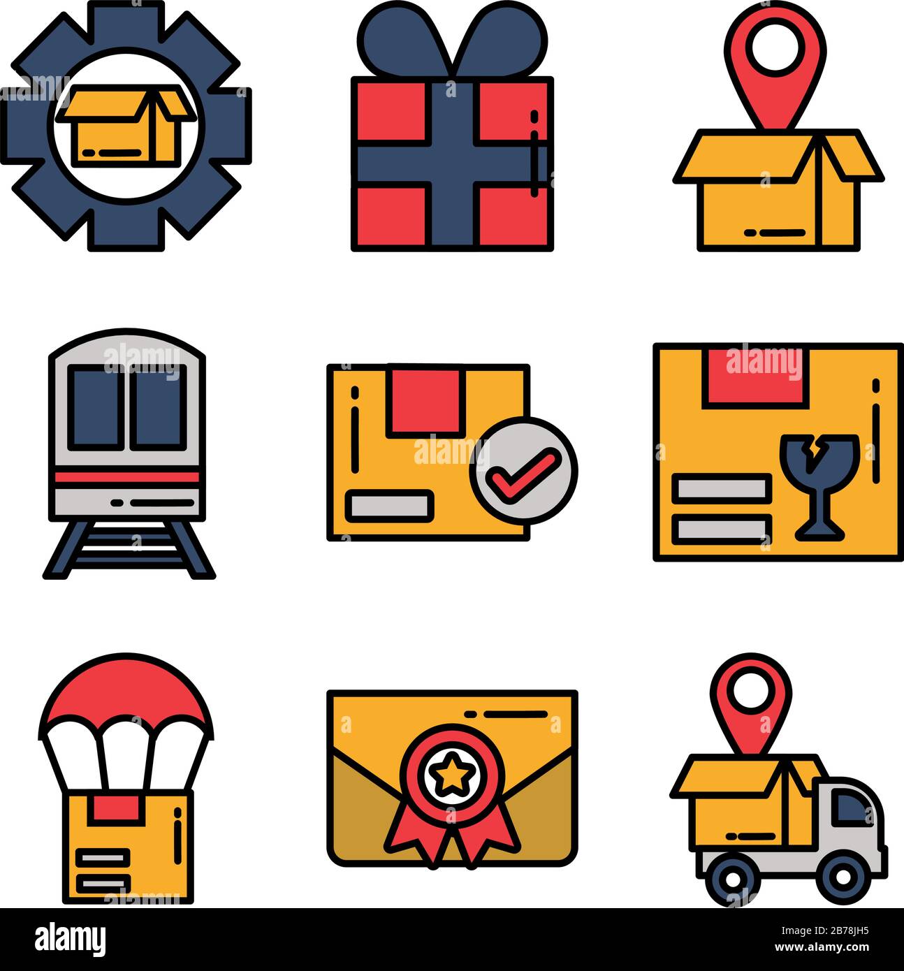 set of icons freight delivery logistics on white background vector ...