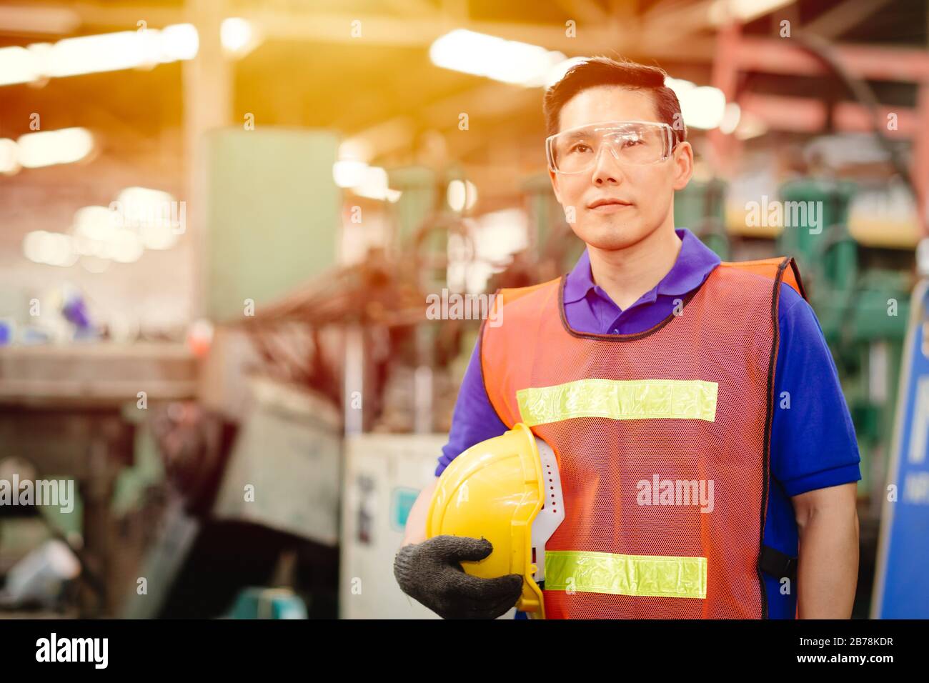 Portrait of smart engineer Asian Chinese happy labor worker handsome ...