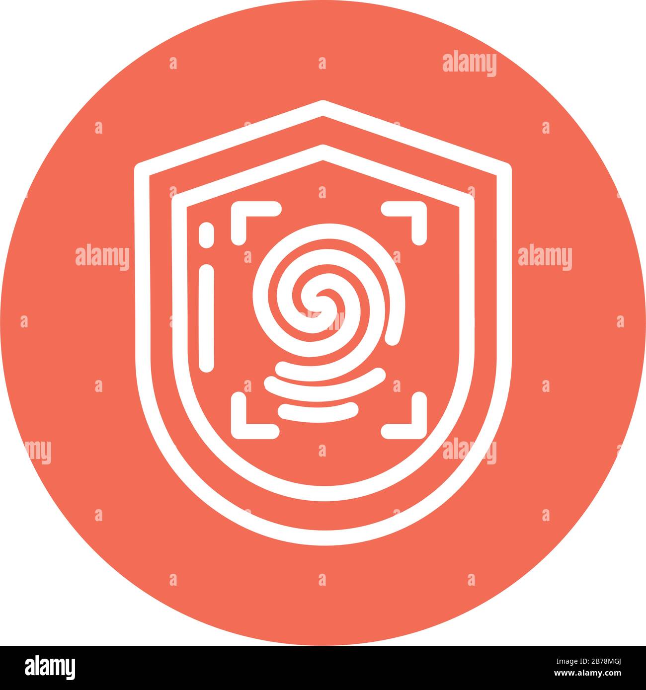 fingerprint shield, block and flat style icon vector illustration ...