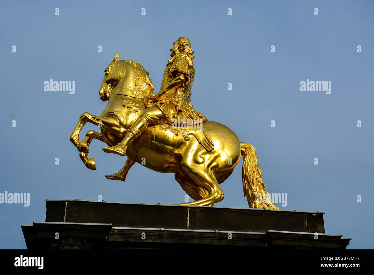 The golden statue of king Augustus in Dresden from the side Stock Photo ...