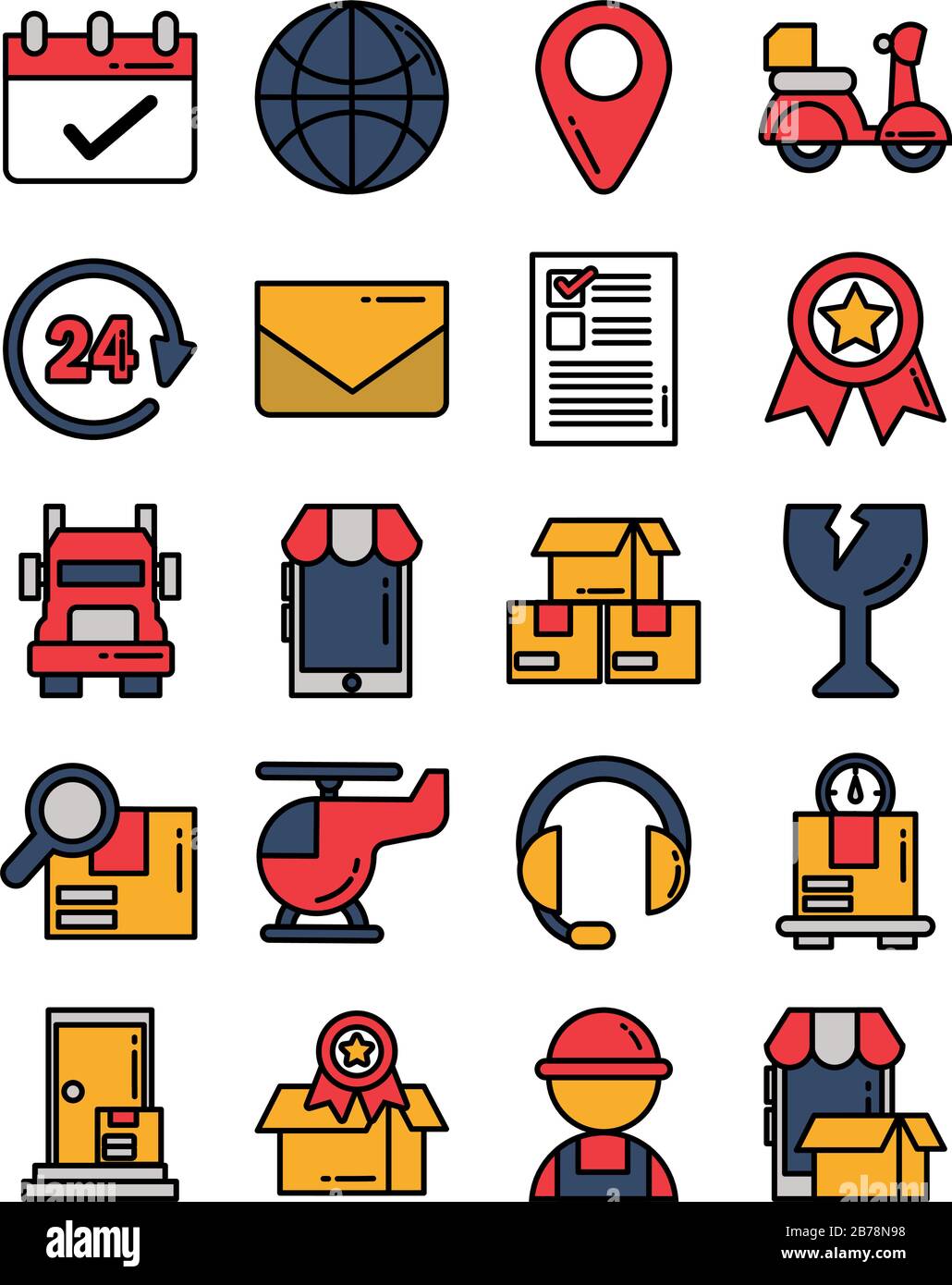 set of icons freight delivery logistics on white background vector ...