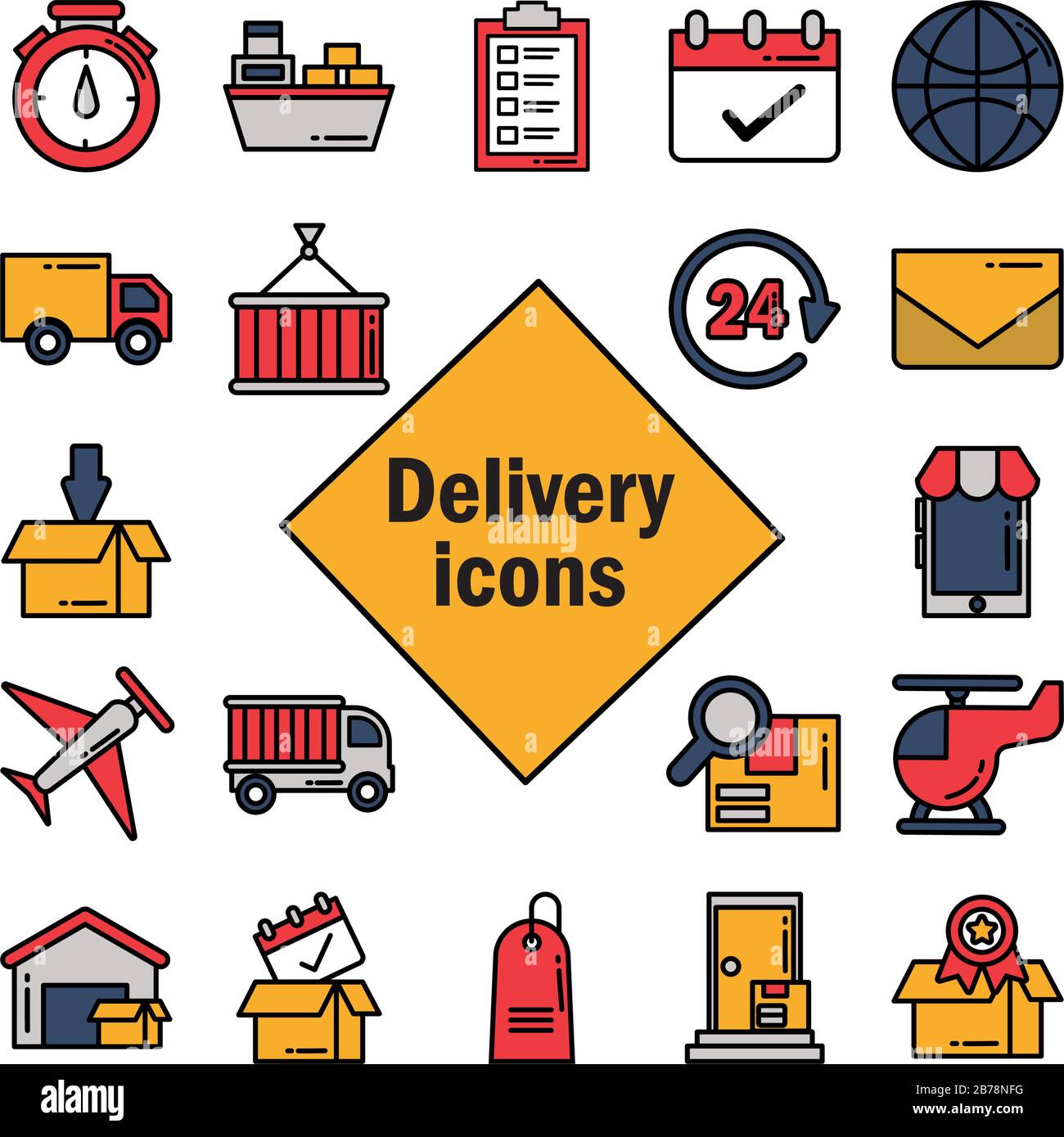 set of icons freight delivery logistics on white background vector ...