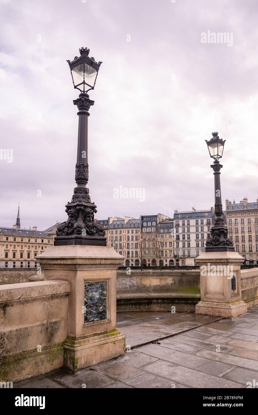 Paris, the Pont-Neuf, with typical buildings in background quai de ...