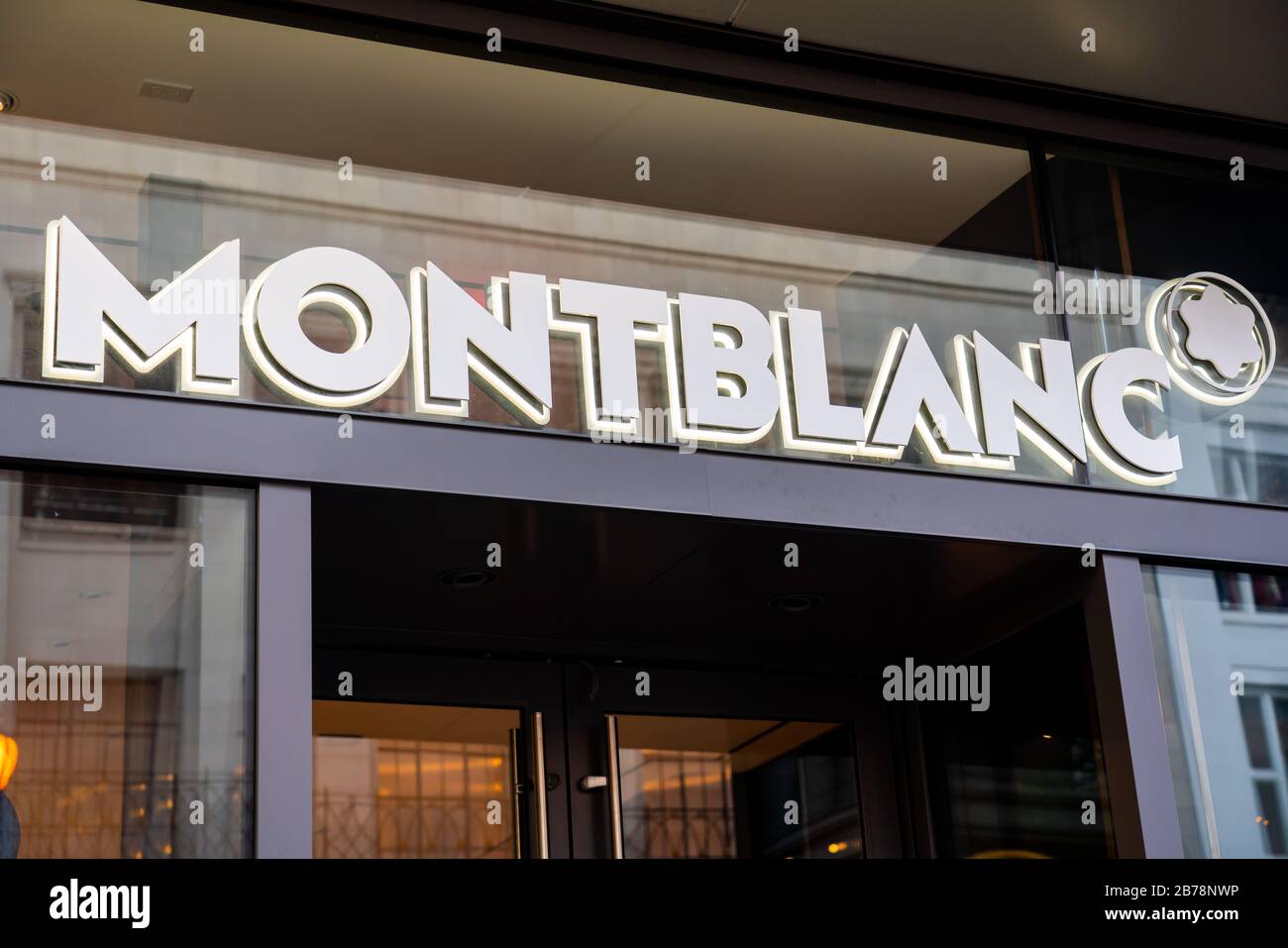 A logo of Montblanc, a German manufacturer of luxury writing ...