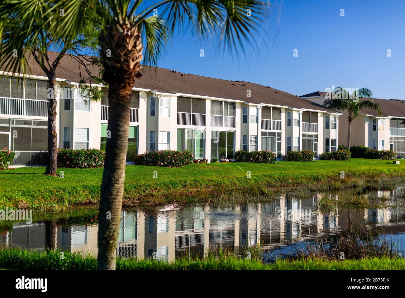 Colour landscape photograph of a gated community in Florida showing ...