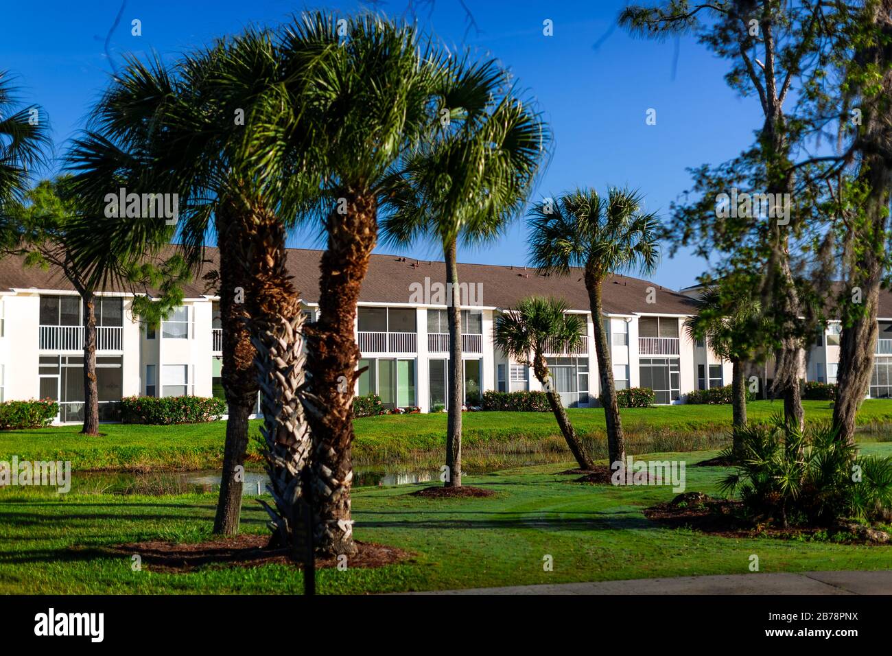 Colour landscape photograph of a gated community in Florida showing ...