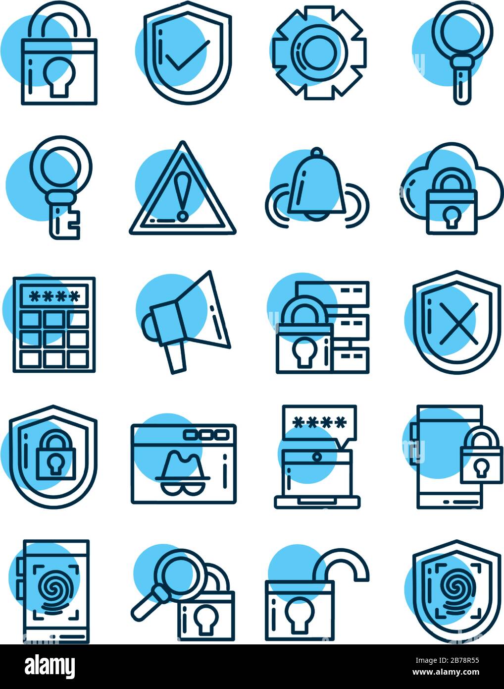 set of icons security, line style icon vector illustration design Stock ...