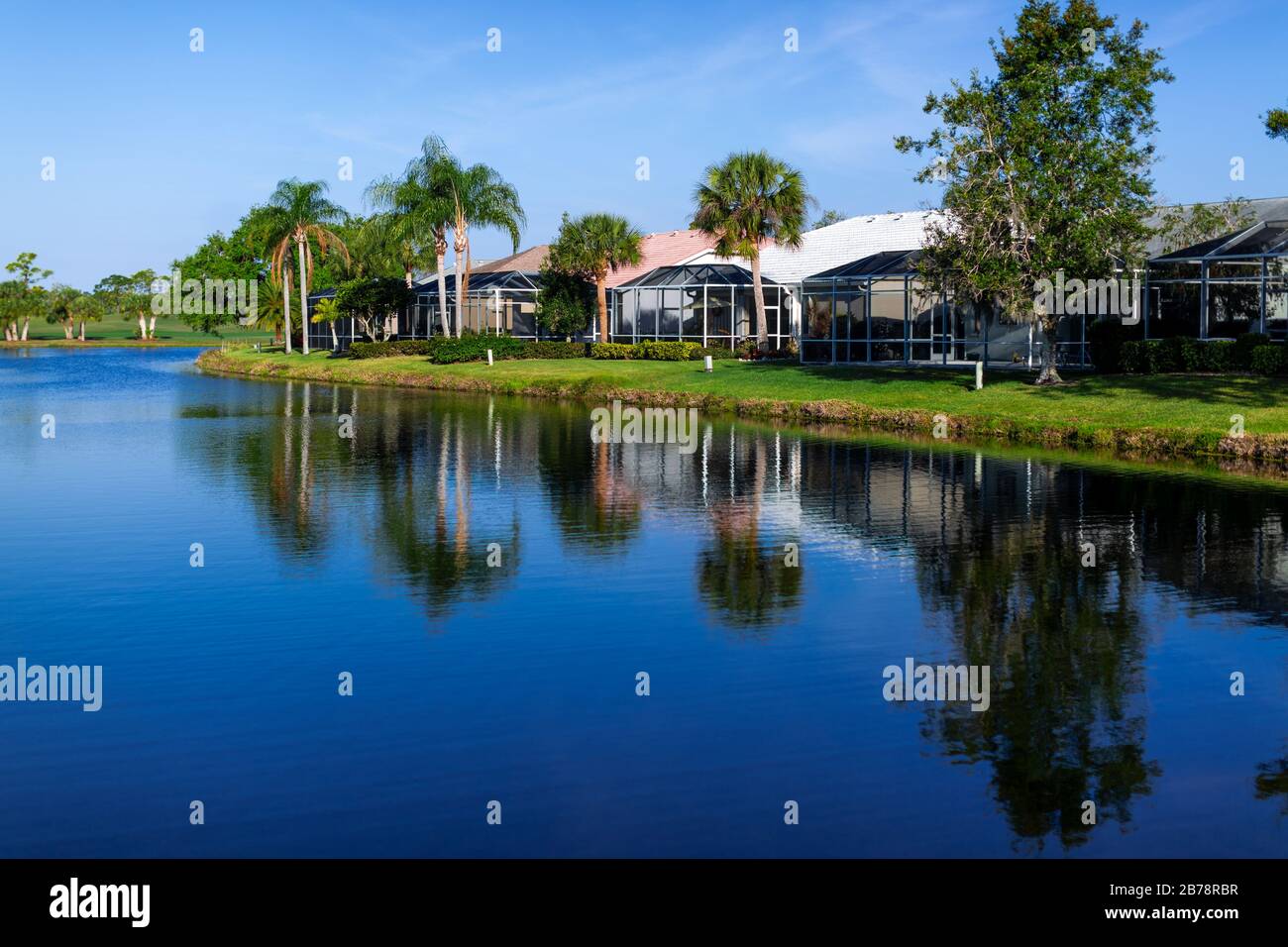 Colour landscape photograph of a gated community in Florida showing ...