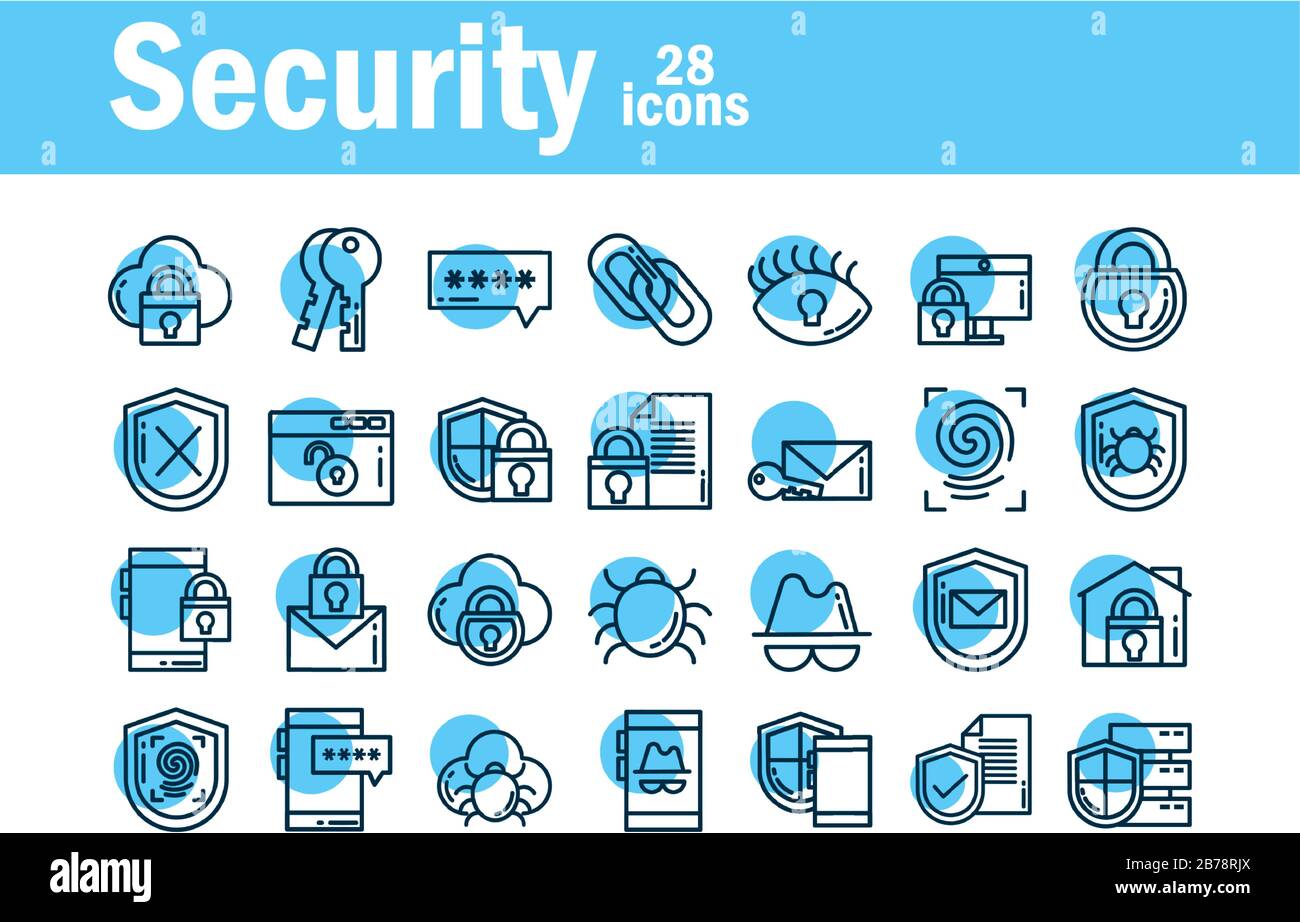 set of icons security, line style icon vector illustration design Stock ...
