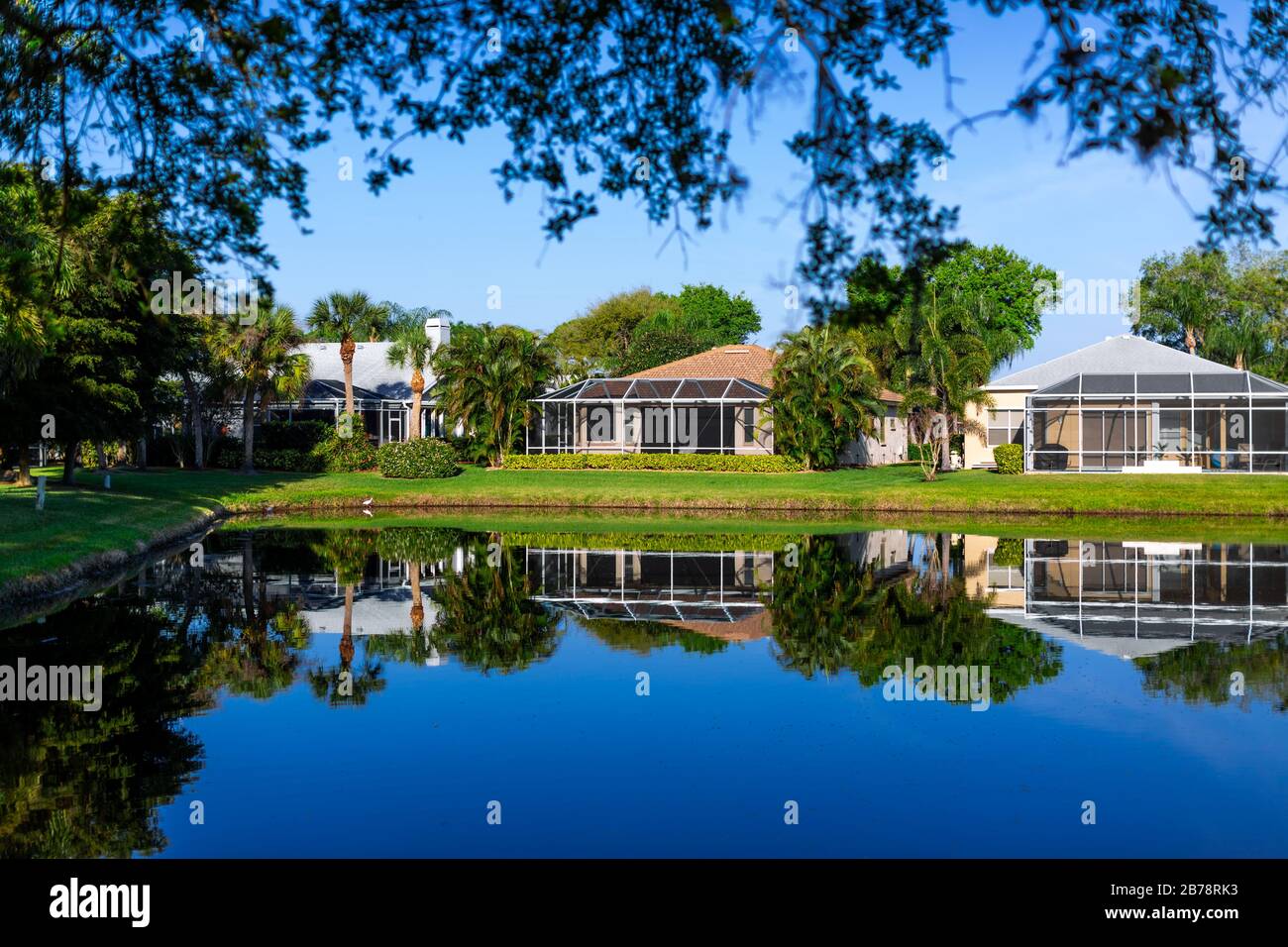 Colour landscape photograph of a gated community in Florida showing ...