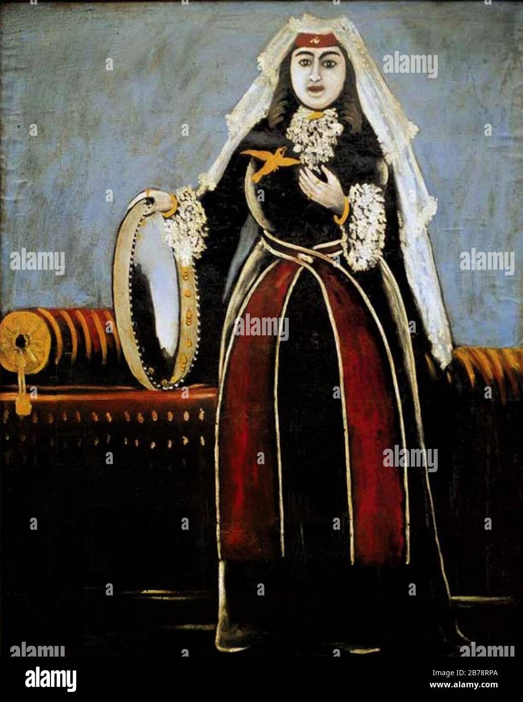Georgian woman with Lechaki (Georgian woman with tambourine Stock Photo ...
