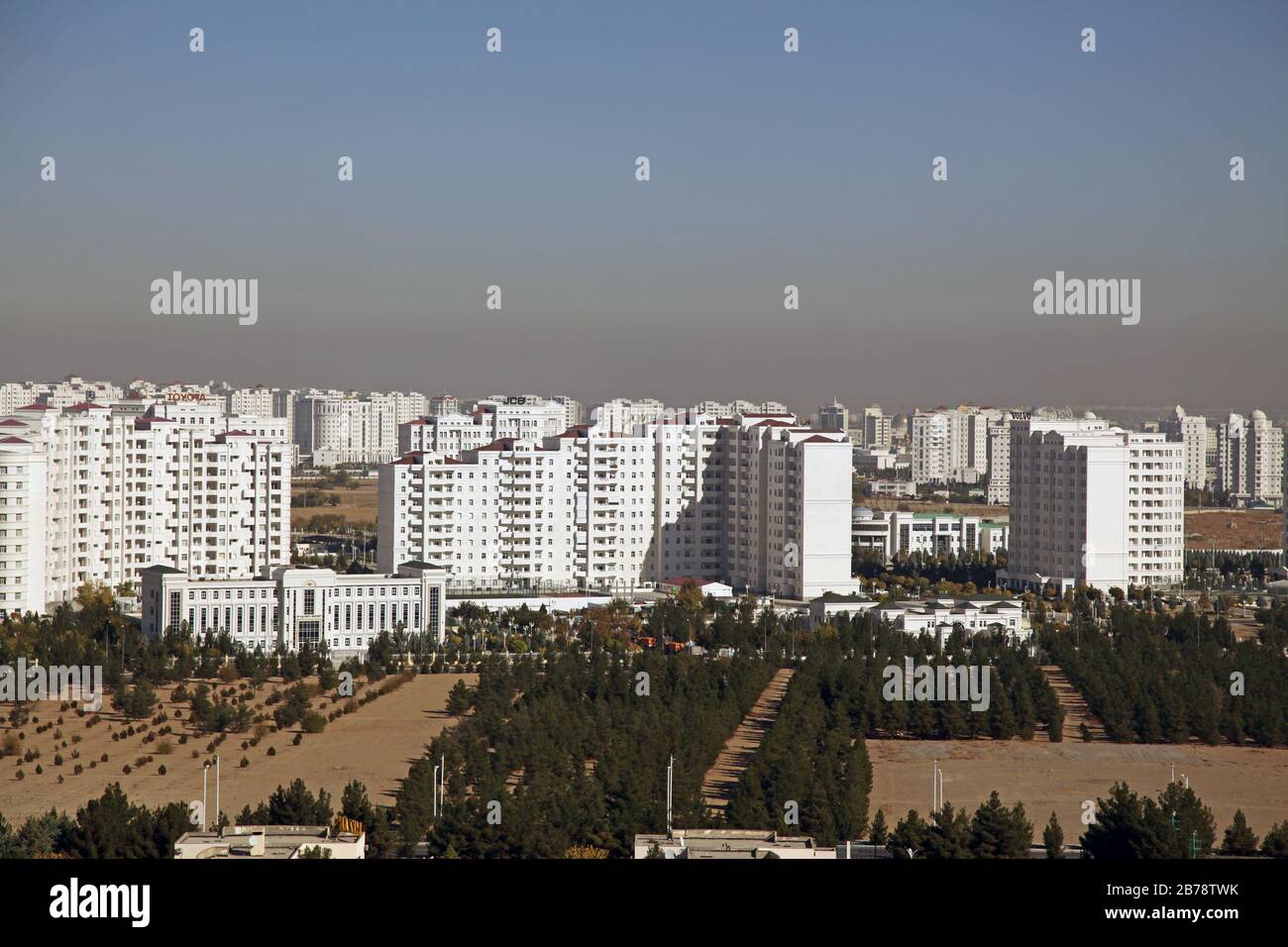 Panoramic view of Ashgabat, the capital of Turkmenistan in Central Asia ...