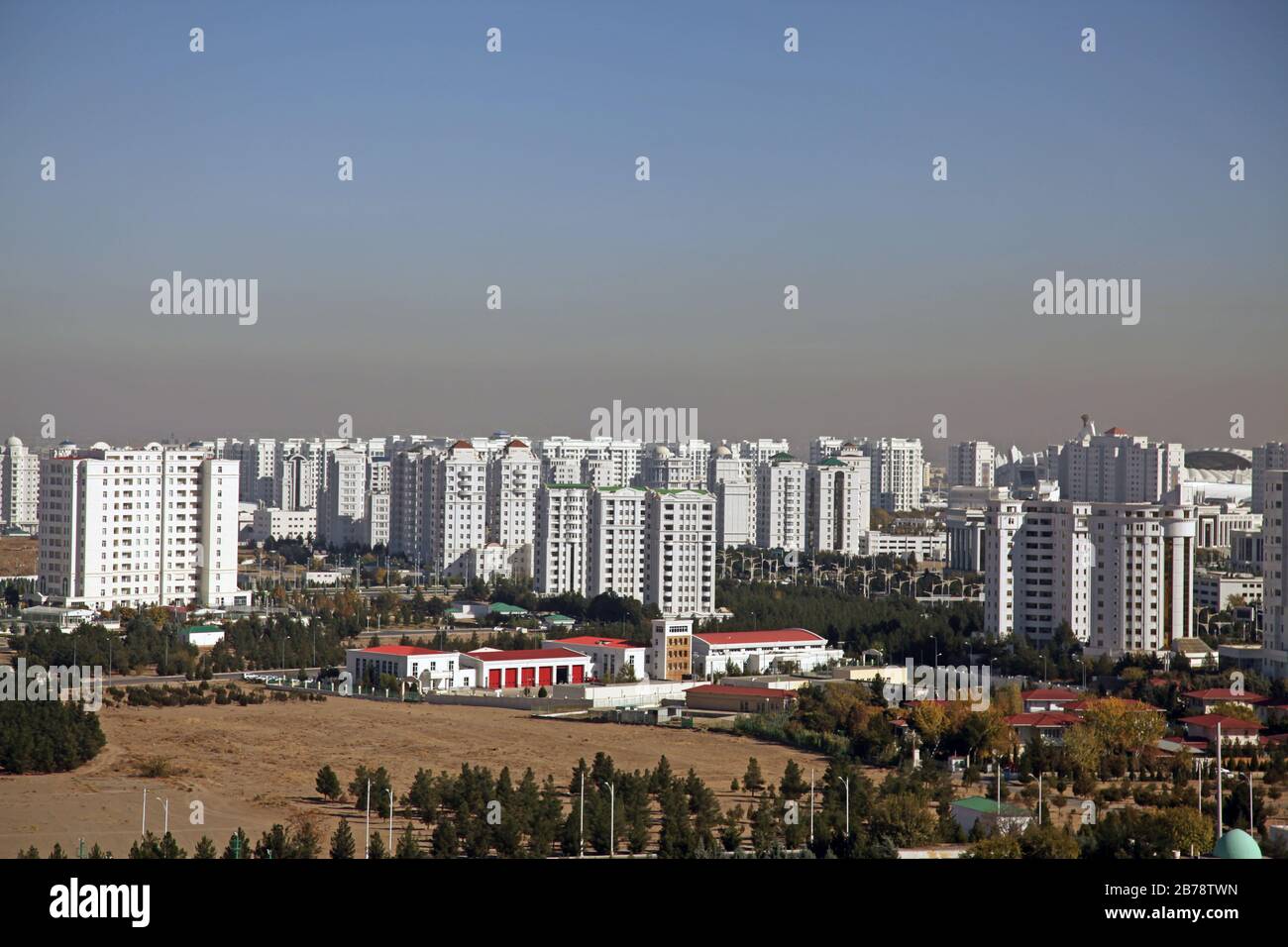 Panoramic view of Ashgabat, the capital of Turkmenistan in Central Asia ...