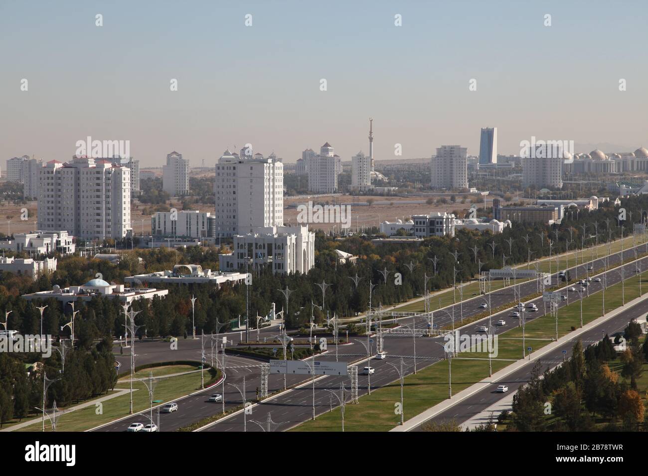 Panoramic view of Ashgabat, the capital of Turkmenistan in Central Asia ...
