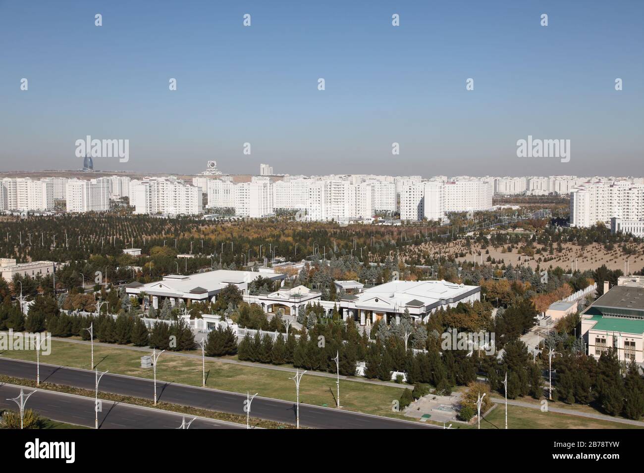 Panoramic view of Ashgabat, the capital of Turkmenistan in Central Asia ...
