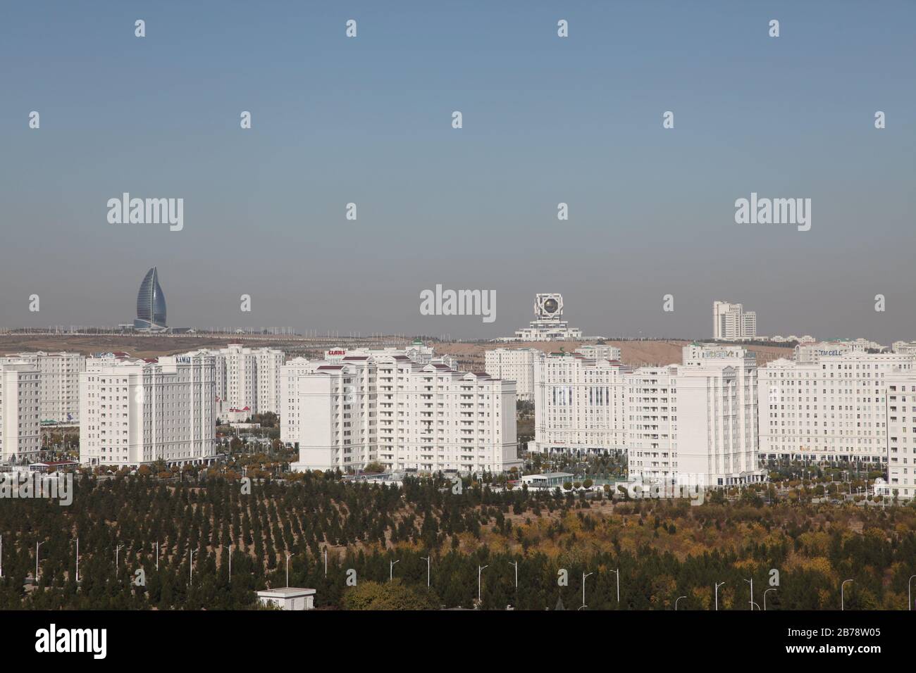 Panoramic view of Ashgabat, the capital of Turkmenistan in Central Asia ...