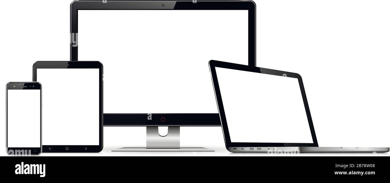 Computer display, laptop, tablet and mobile phone mockup Stock Vector ...