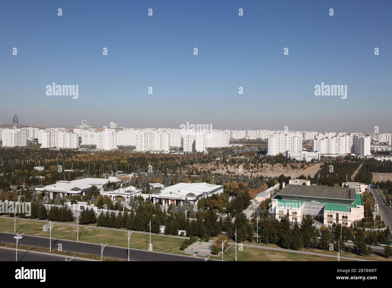Panoramic view of Ashgabat, the capital of Turkmenistan in Central Asia ...