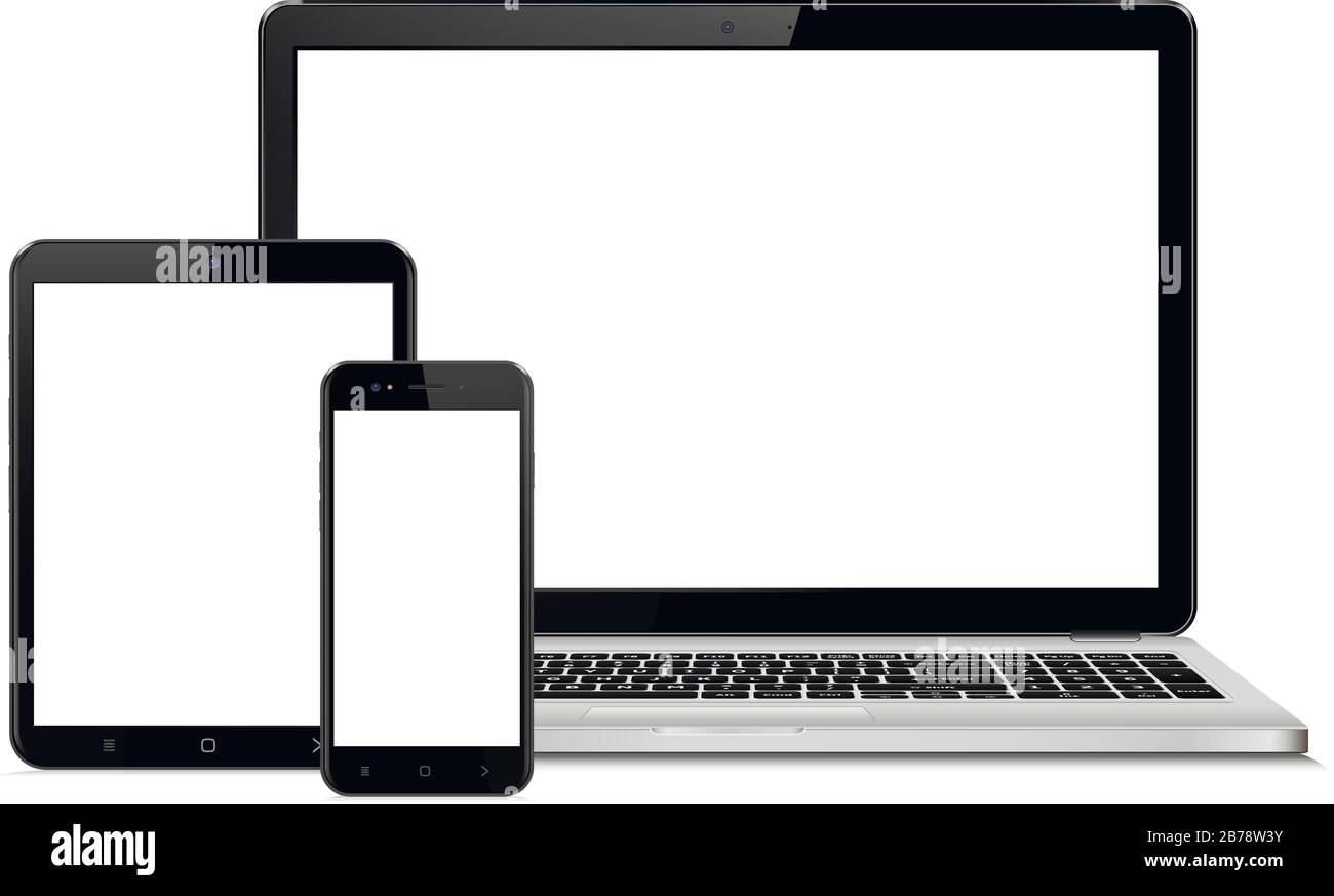 Laptop, tablet and mobile phone mock up Stock Vector Image & Art - Alamy
