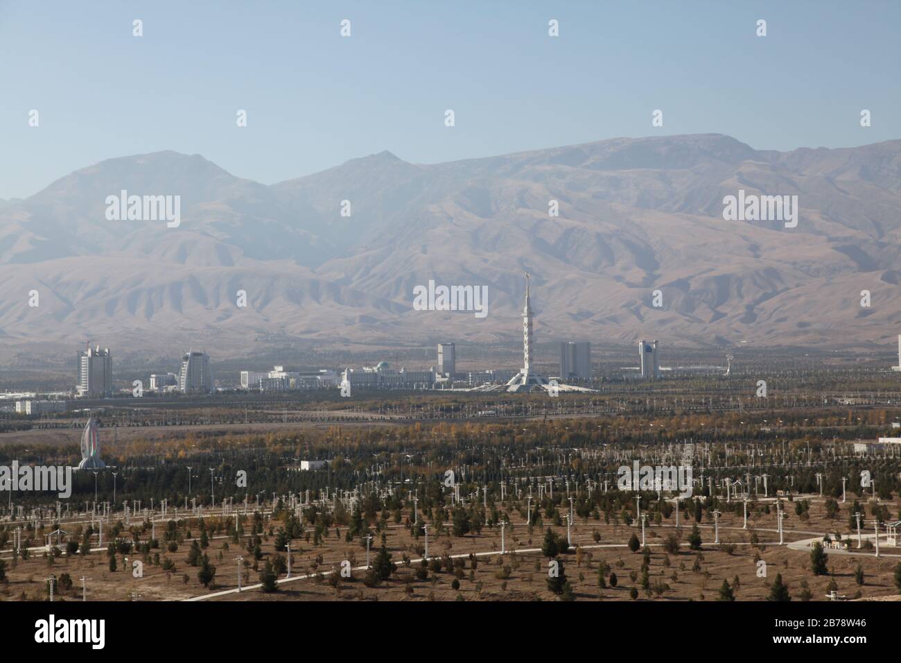 Panoramic view of Ashgabat, the capital of Turkmenistan in Central Asia ...