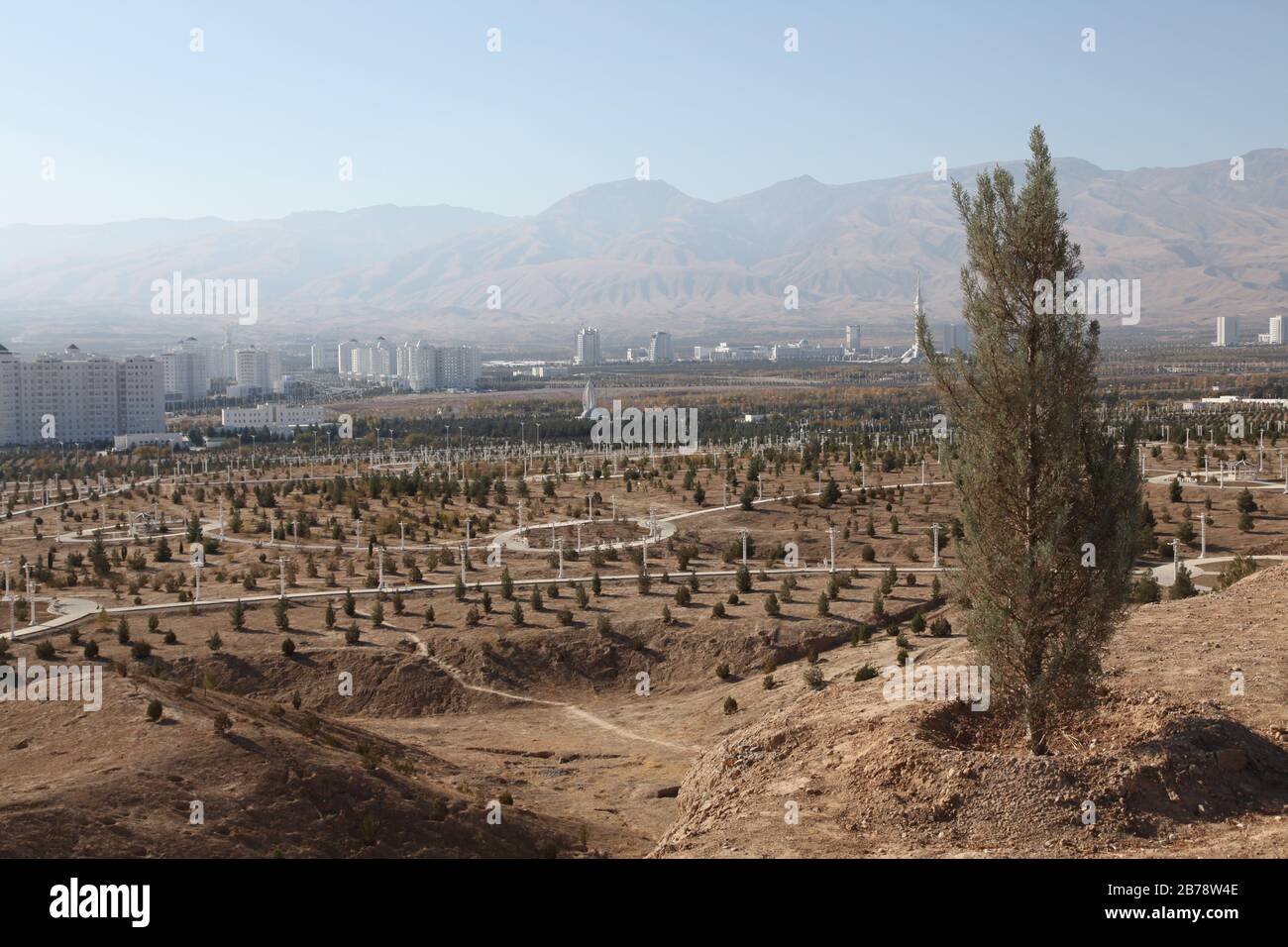 Panoramic view of Ashgabat, the capital of Turkmenistan in Central Asia ...
